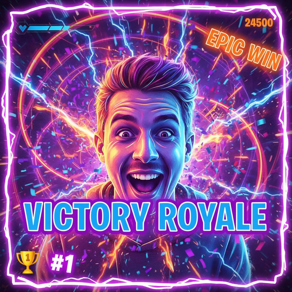 Epic Gaming Victory Thumbnail with Neon Effects and Streamer Reaction ...