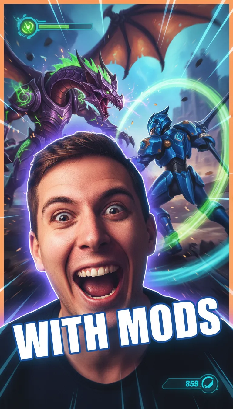 Epic Gaming Thumbnail with Mods Neon Action and Streamer Energy ...