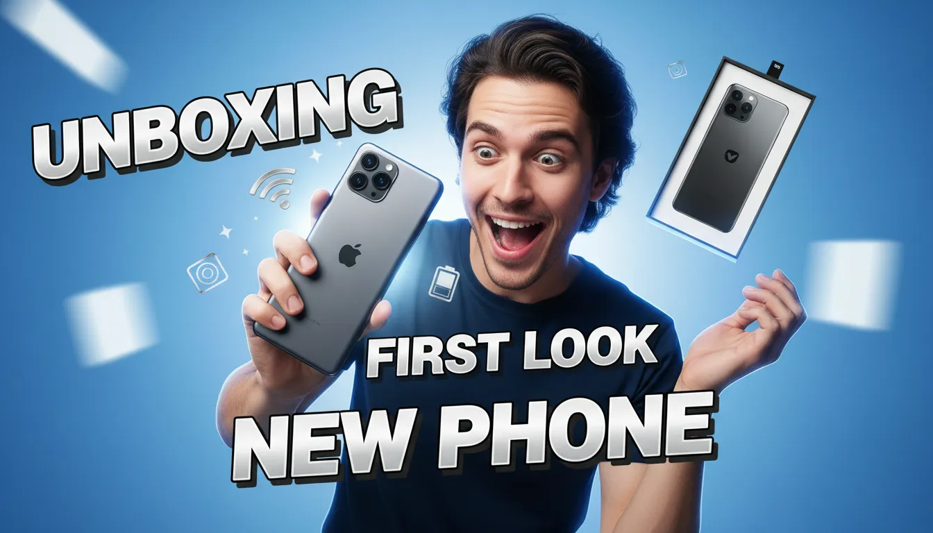 Exciting Tech Unboxing Thumbnail for New Phone Launch | Design Templates
