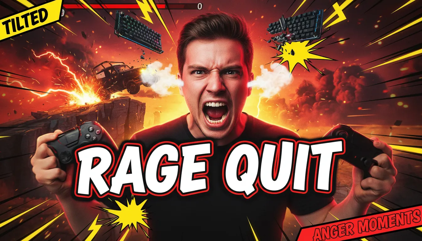 Epic Rage Quit Gaming Thumbnail for Streamer Moments | Design Templates