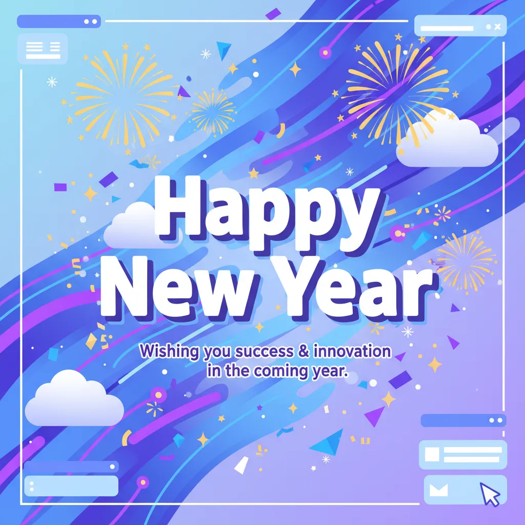 Celebrate New Year with a Vibrant SaaS App Visual | Design Templates