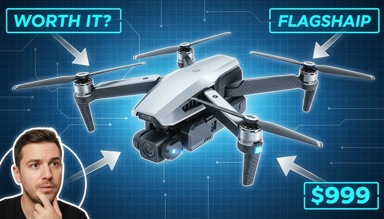 Futuristic Tech Review Thumbnail with Blueprint and Modern Glow ...