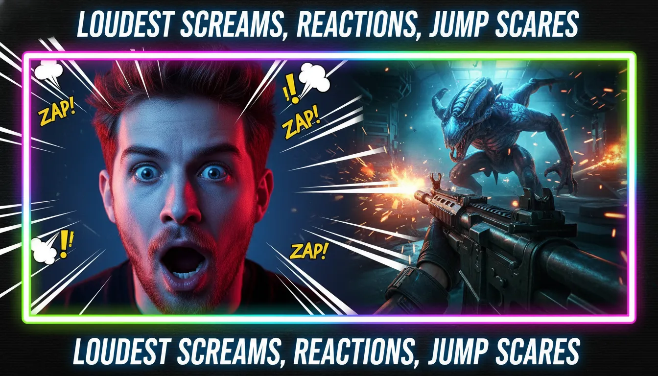 Epic Gaming Reaction Thumbnail for Streamer Jump Scares | Design Templates