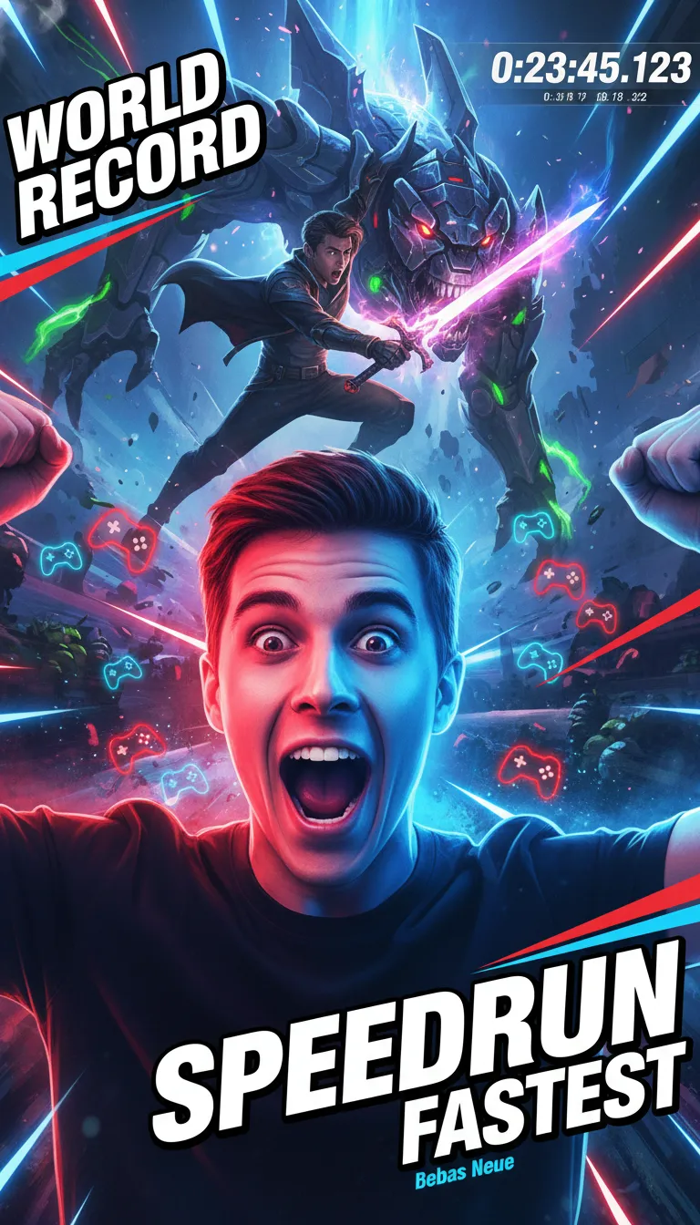 Epic Speedrun World Record Gaming Thumbnail Design | Design Templates