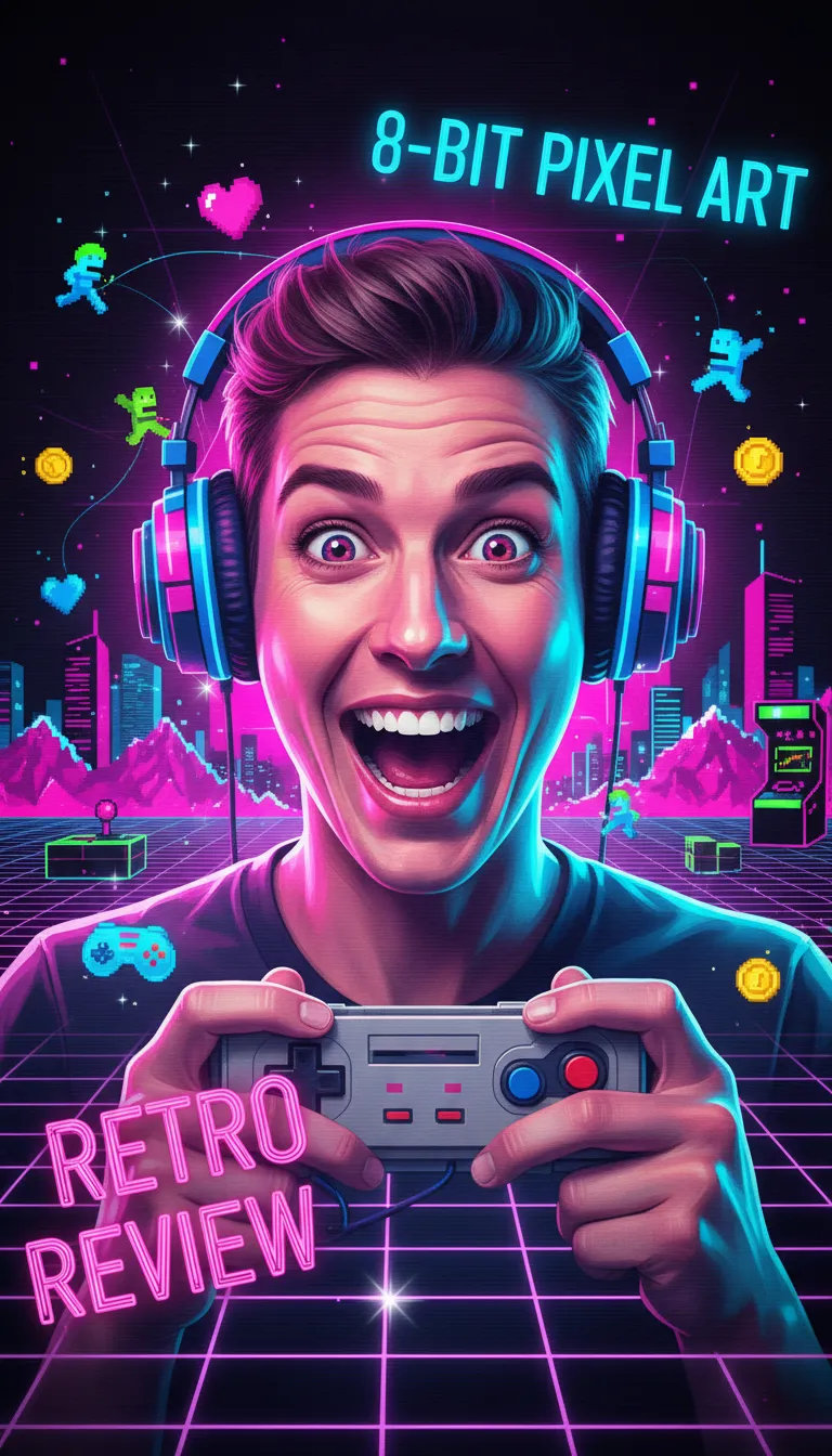 Vibrant Retro Gaming Streamer Thumbnail for 8 Bit Pixel Art Review ...